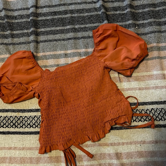 SHEIN | Tops | Womens Rust Smocked Puff Sleeve Top | Poshmark